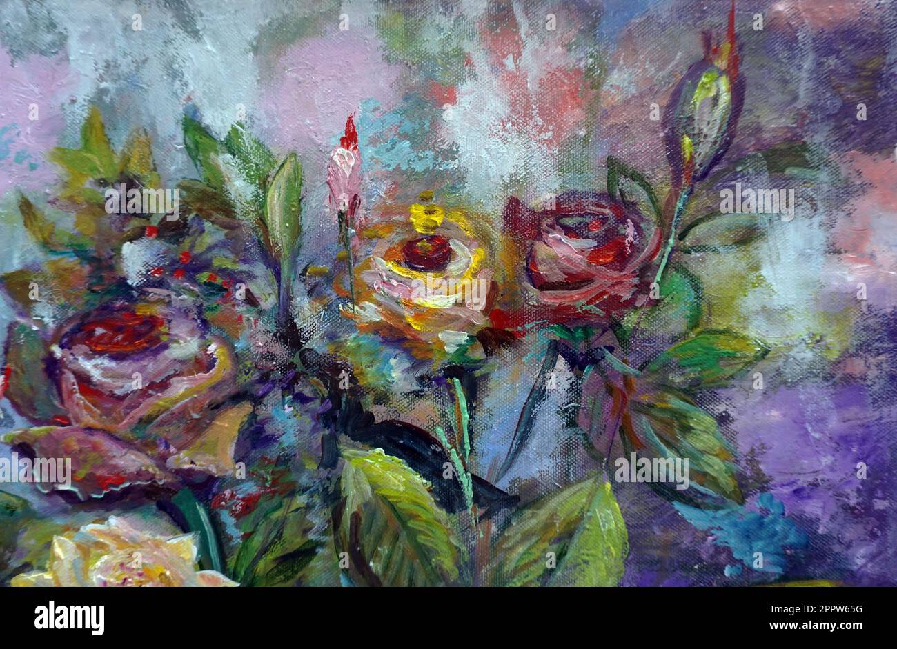 art oil color painting rose flower Stock Photo - Alamy