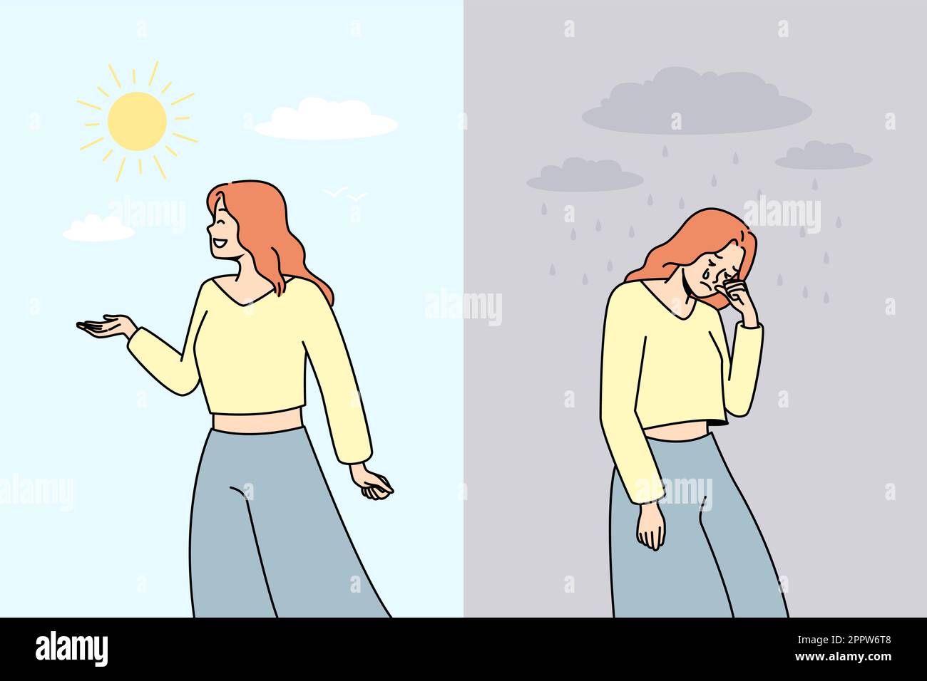 Woman anxiety mood character Stock Vector Images - Alamy