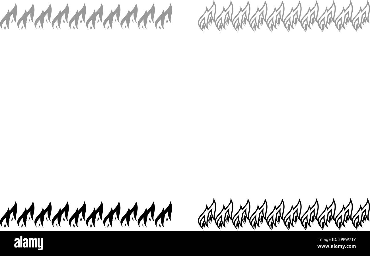 Burning fire flame row set icon grey black color vector illustration ...