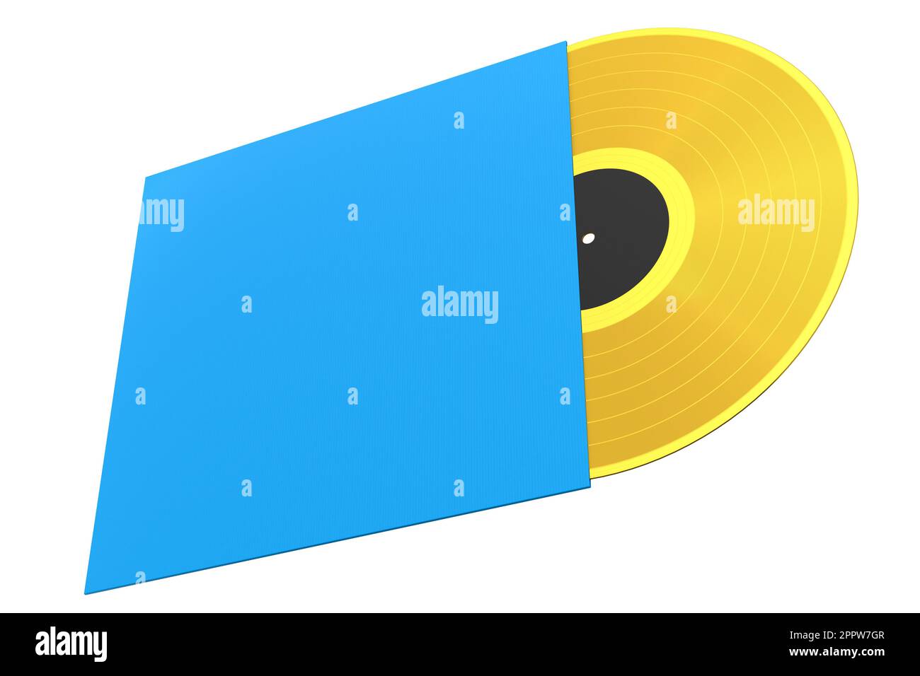 Black vinyl LP record with cover isolated on white background. 3d ...