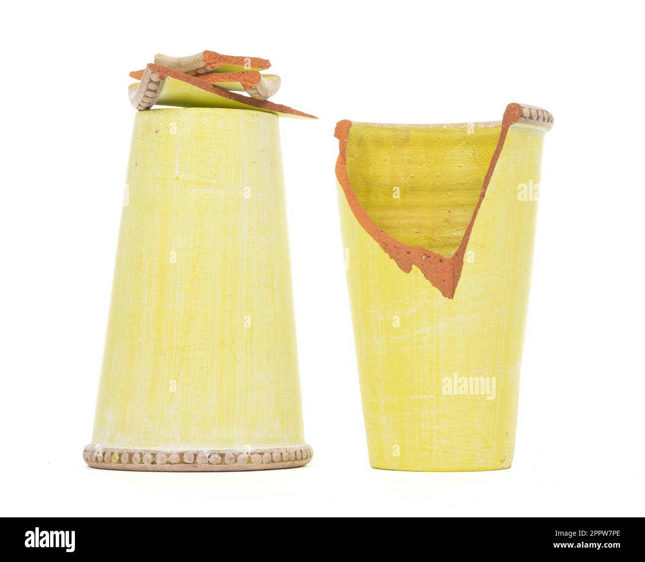 Broken and intact green vase, isolated on white background Stock Photo ...