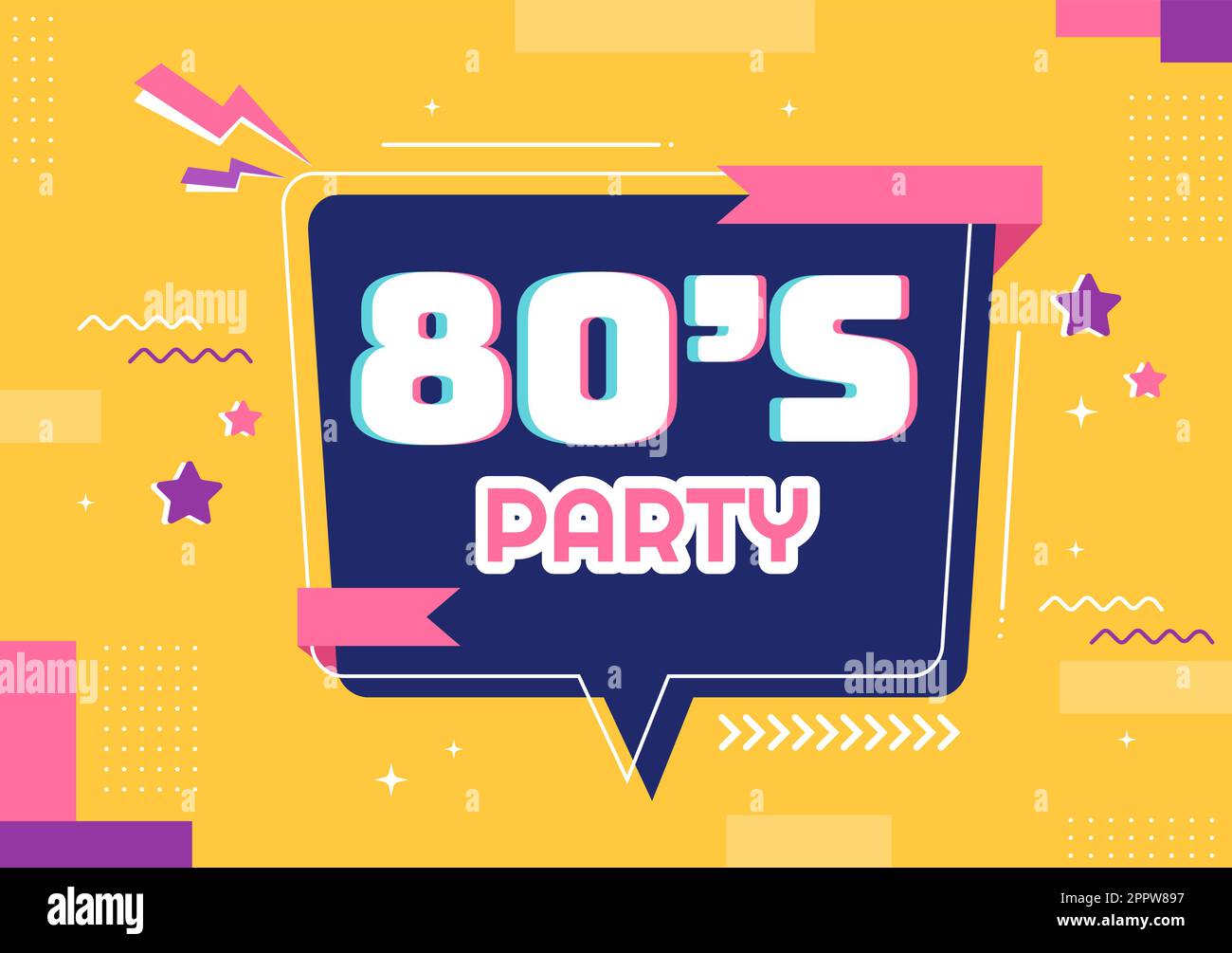 80s Party Cartoon Background Illustration with Retro Music, 1980 Radio ...