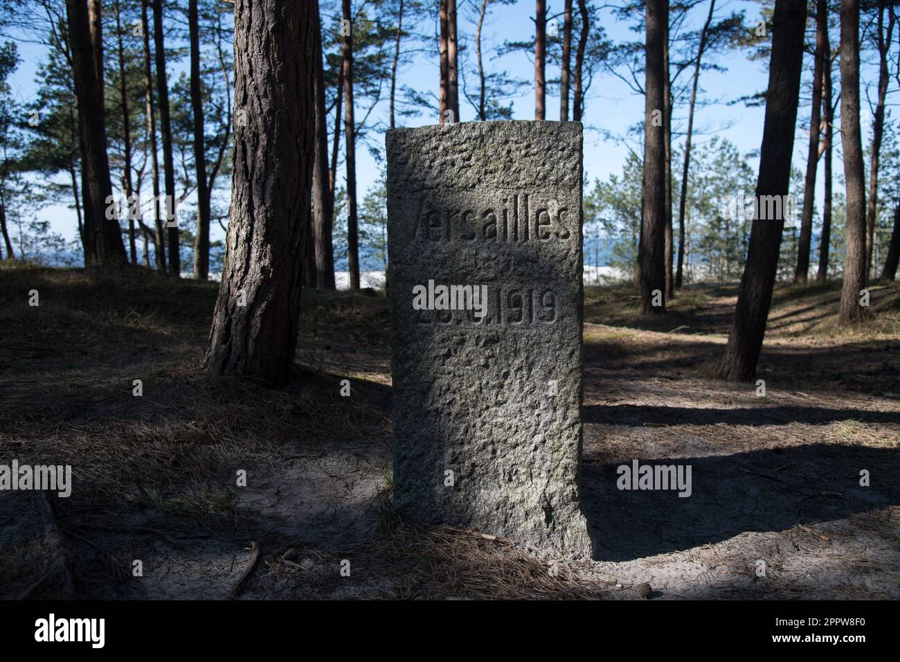 Freie Stadt Danzig/Deutschland and Third Reich boundary stone in former ...