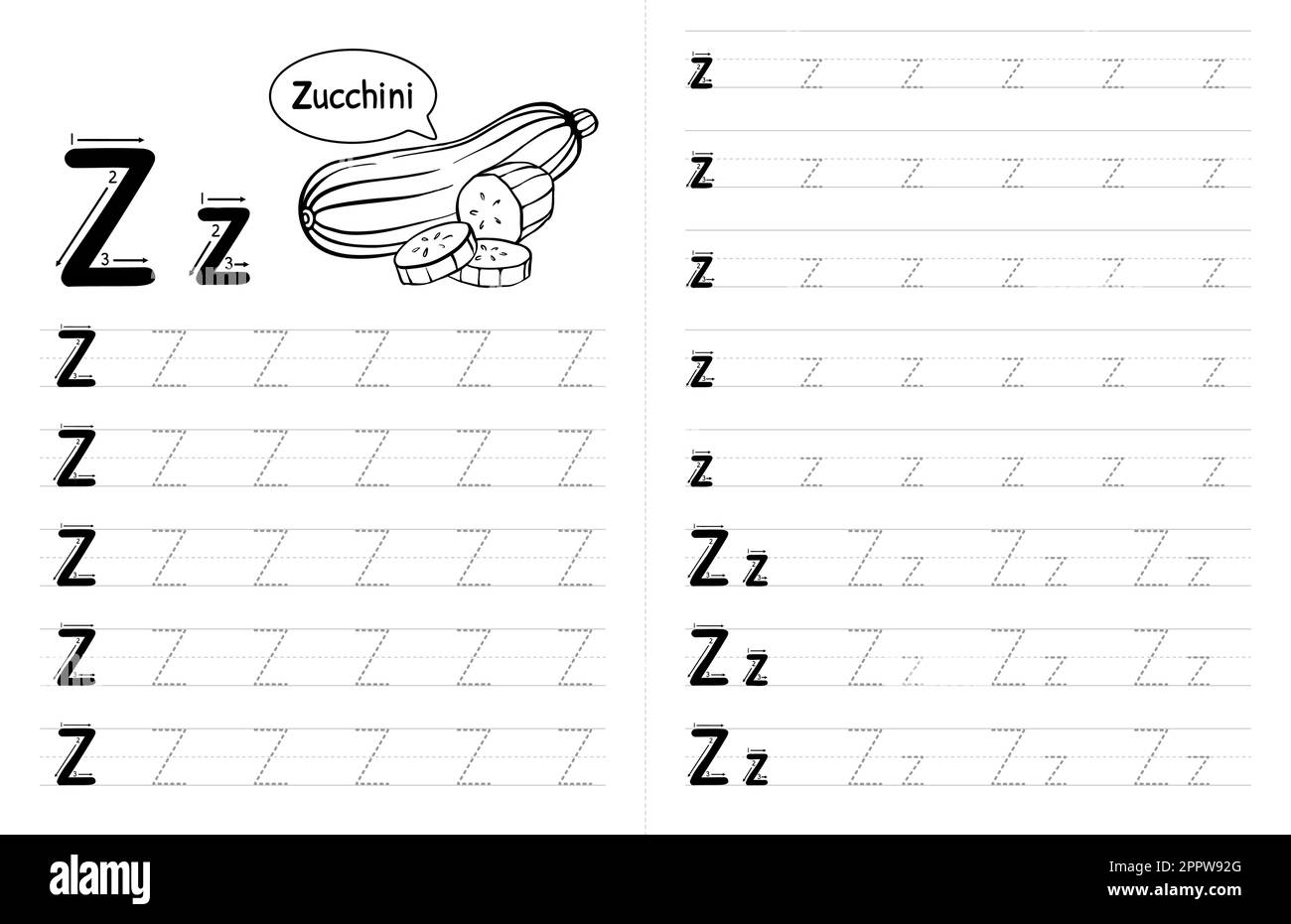 ABC Alphabets Tracing Book Interior For Kids. Children Writing ...