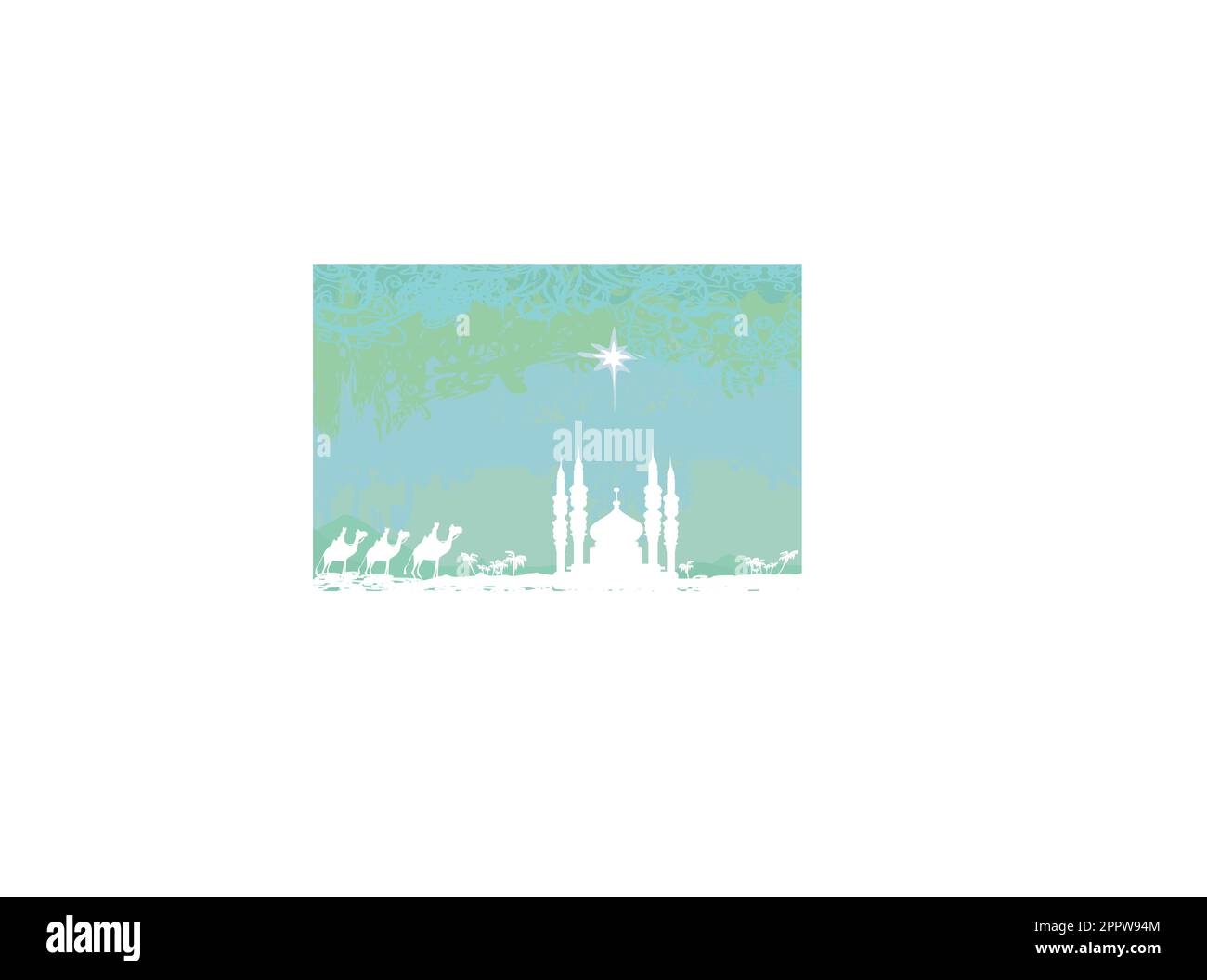 Classic three magic scene and shining star of Bethlehem, vector ...