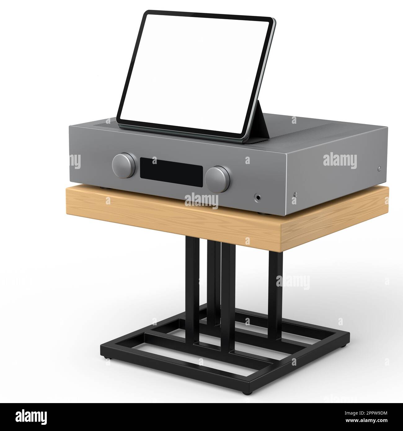 HiFi system with tablet and amplifier on stand for home theater on ...