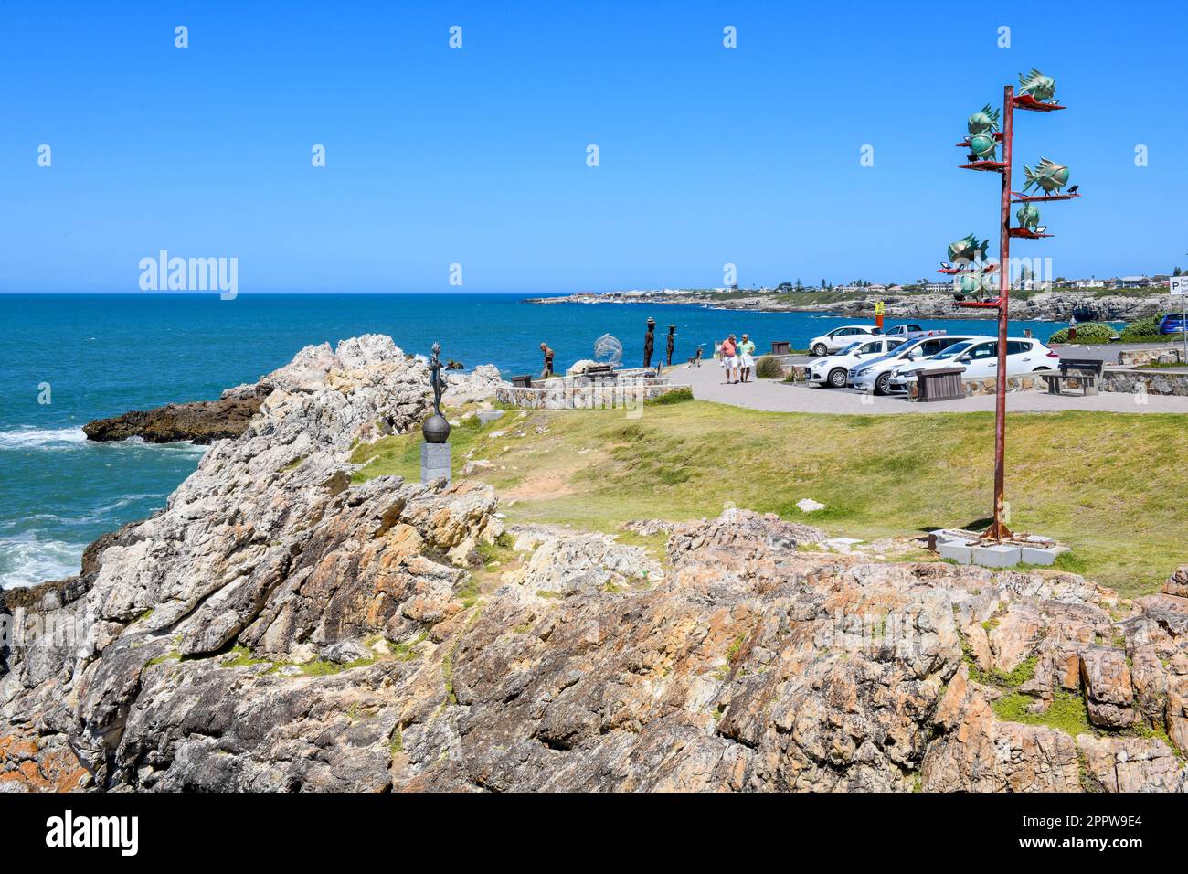 Hermanus, South Africa - 30 January 2023: Sculptures on the coast of ...