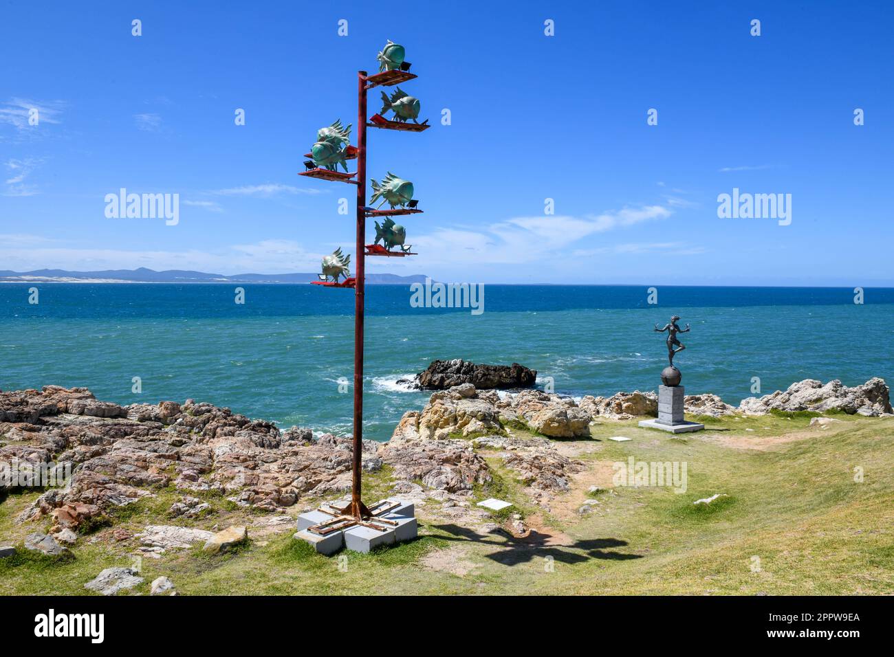 Hermanus, South Africa - 30 January 2023: Sculptures on the coast of ...