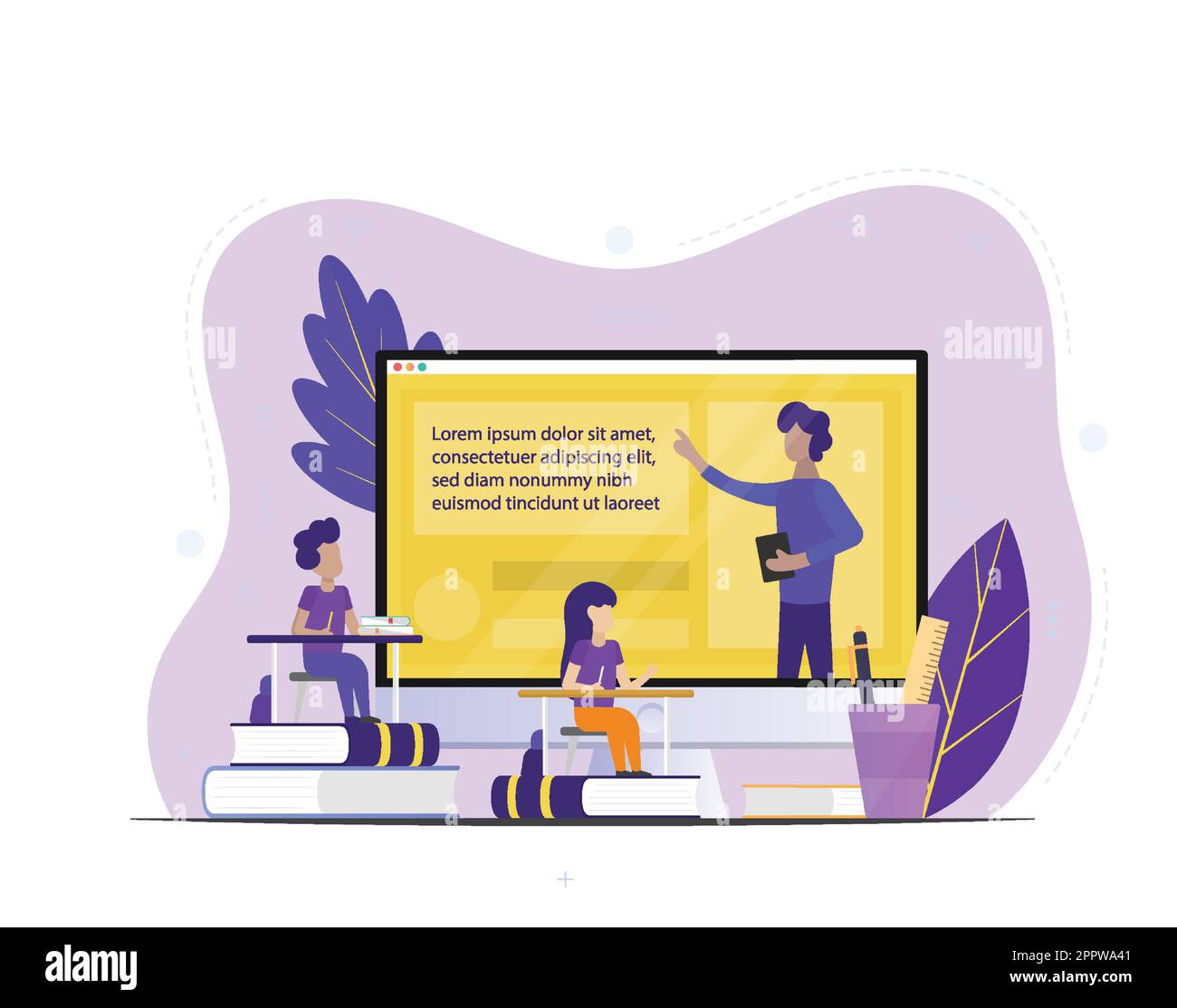 Online school learning concept illustration Stock Vector Image & Art ...