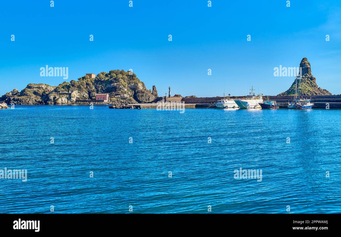 Aci Trezza, Italy, the stacks of the Cyclops and the Lachea island ...