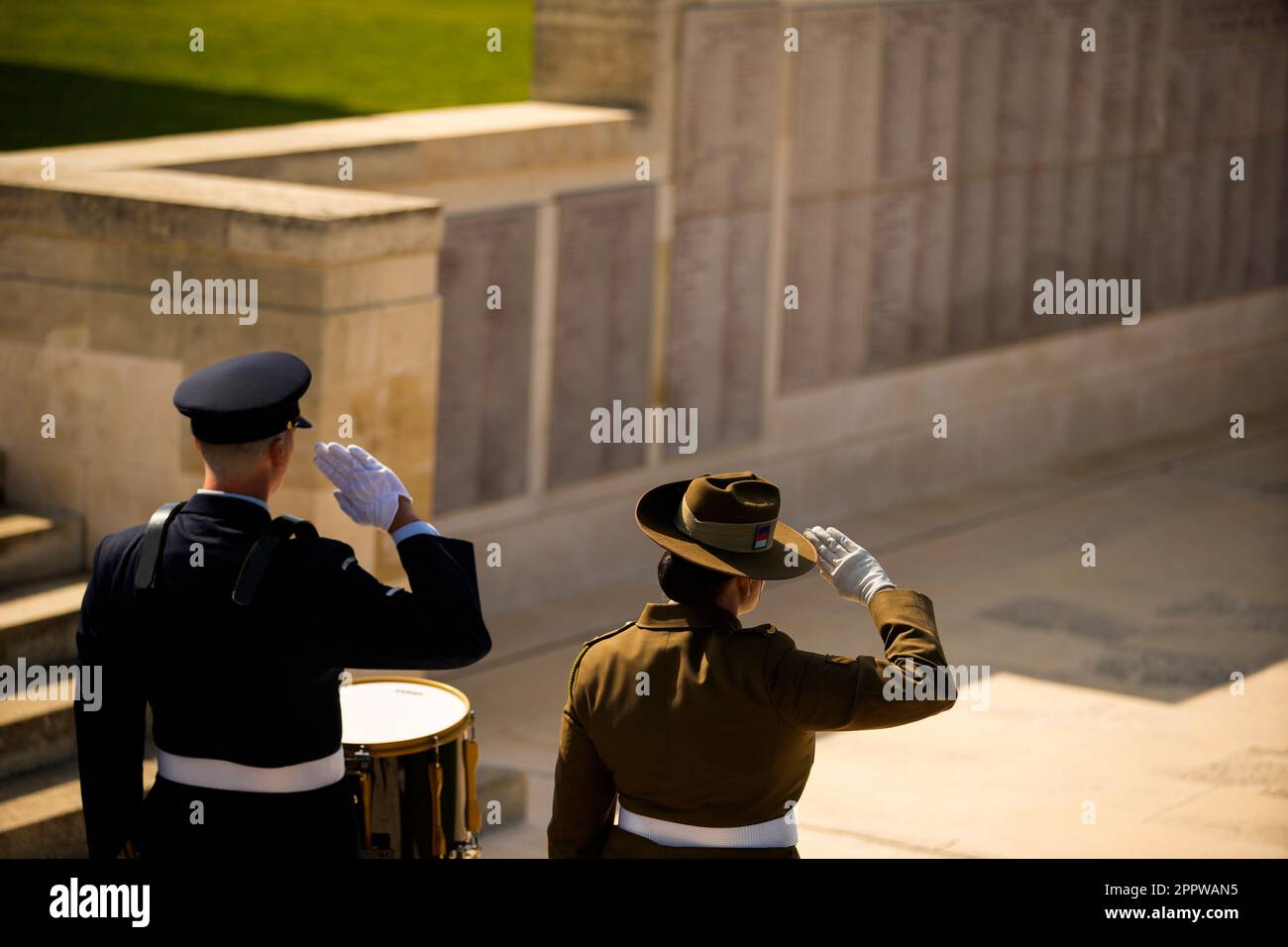 Australian soldiers salute during a ceremony to commemorate at the Lone ...
