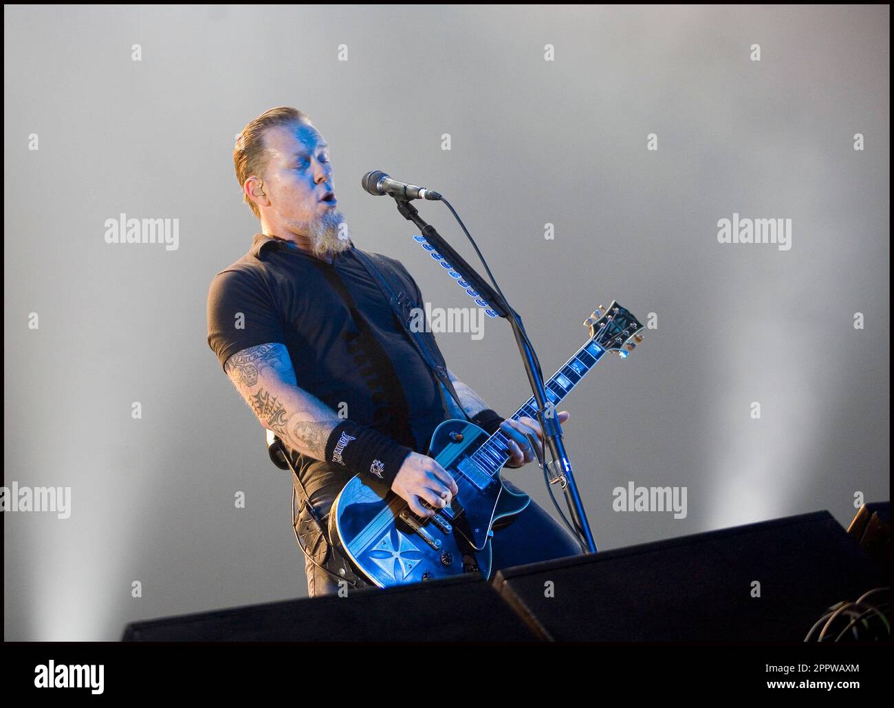 James Hetfield singer of the metalband Metallica in concert is the ...