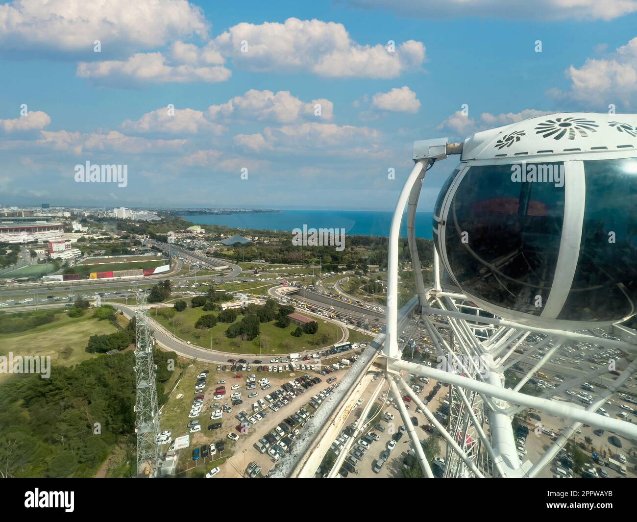 Aerial view of Konyaalti with Antalya stadium and Glass Pyramid Stock ...