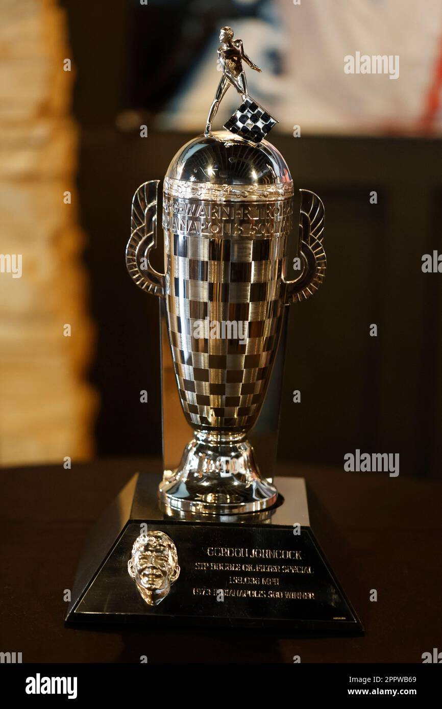 INDIANAPOLIS, IN - APR 24: The Baby Borg Trophy as seen at a luncheon ...