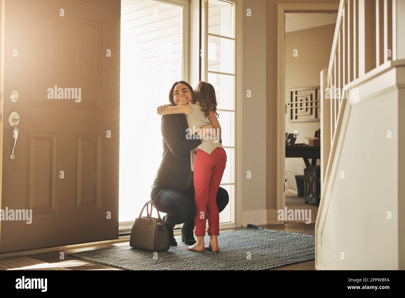 I waited all day for these hugs. a happy mother arriving home to a ...