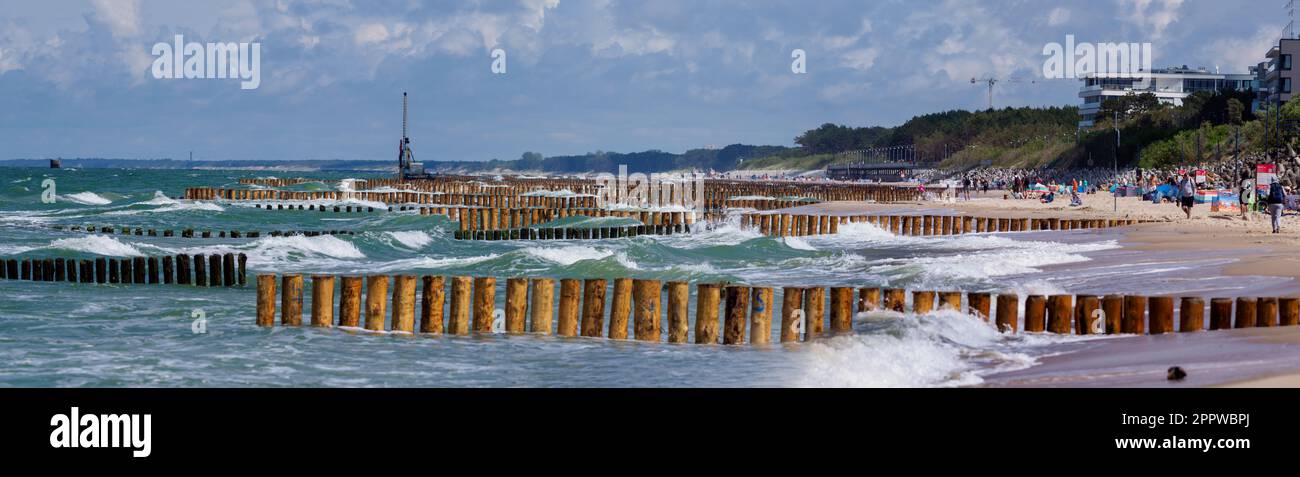 Mielno, Poland - June, 2022: New breakwaters at the beach in Mielno ...