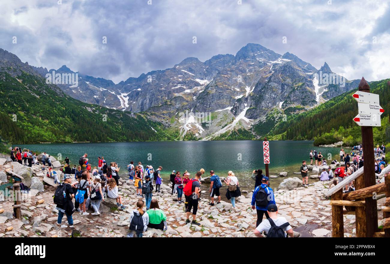 Tatra National Park, Poland - June, 2022: A lot of people around the ...