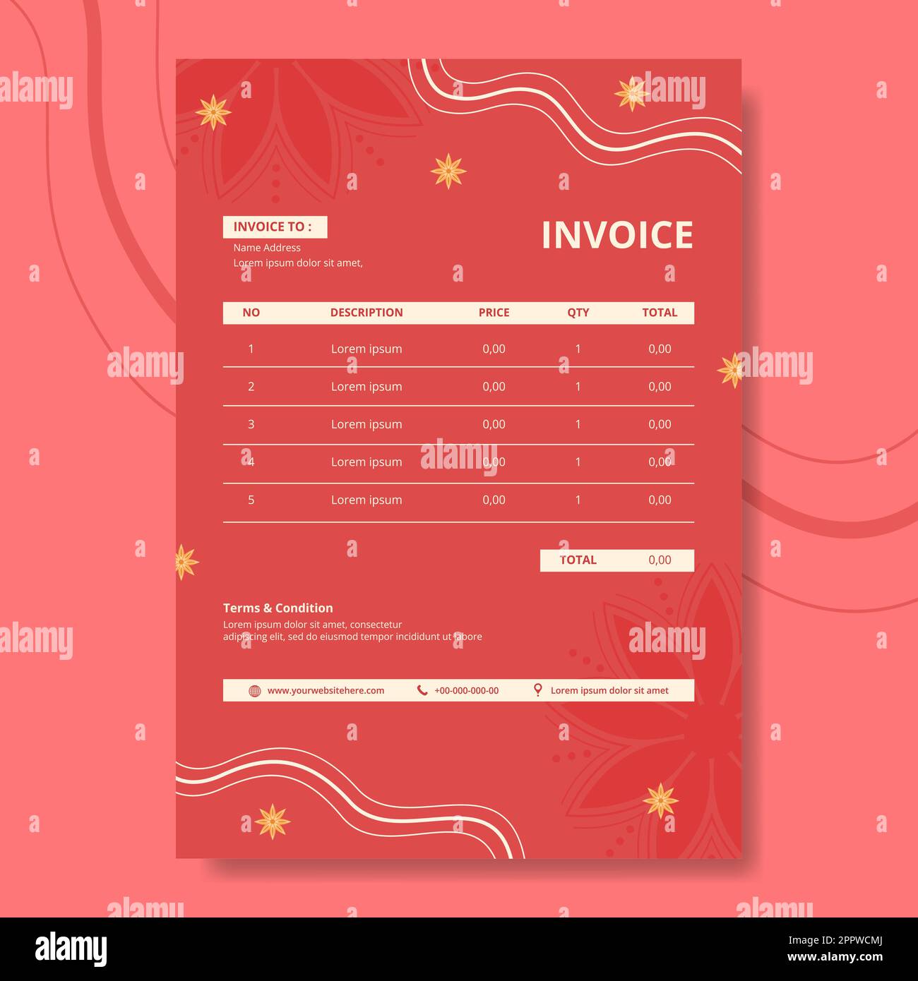 Indian Food Restaurant Invoice Template Flat Cartoon Background Vector ...