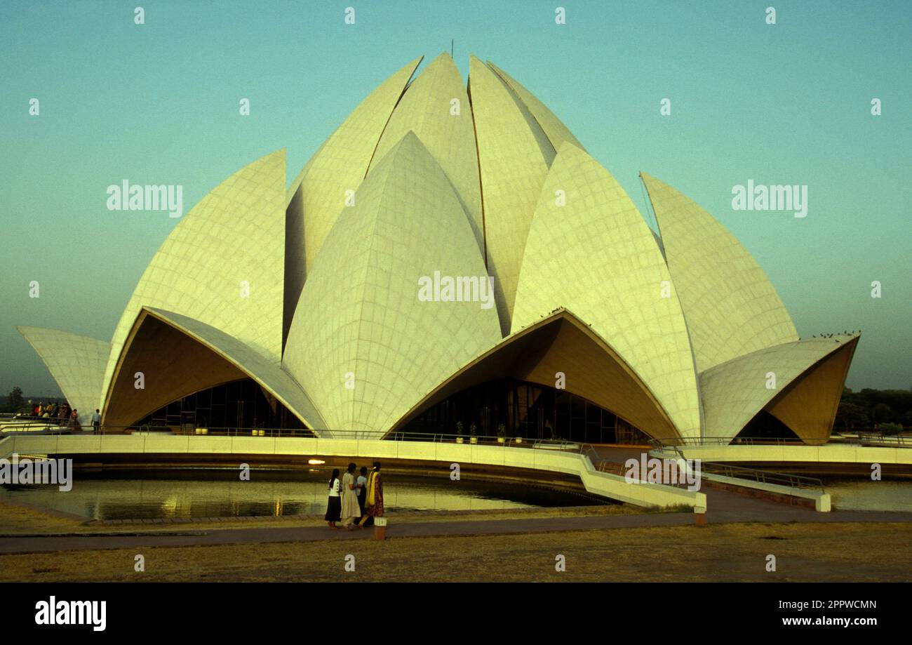 the architecture of the Lotus Temple in the city of New Delhi in India ...