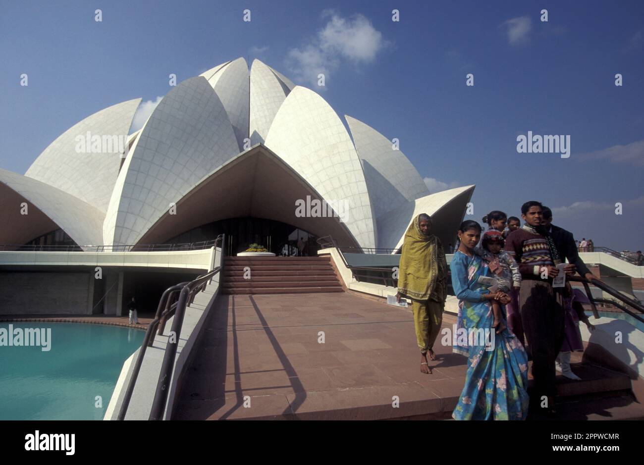 the architecture of the Lotus Temple in the city of New Delhi in India ...
