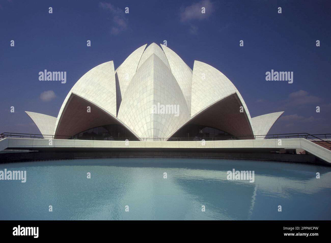 the architecture of the Lotus Temple in the city of New Delhi in India ...