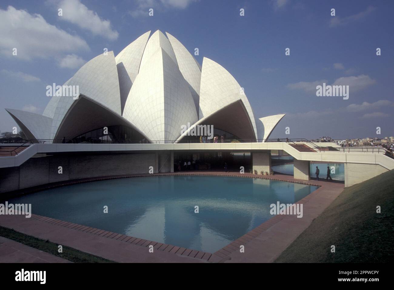 the architecture of the Lotus Temple in the city of New Delhi in India ...