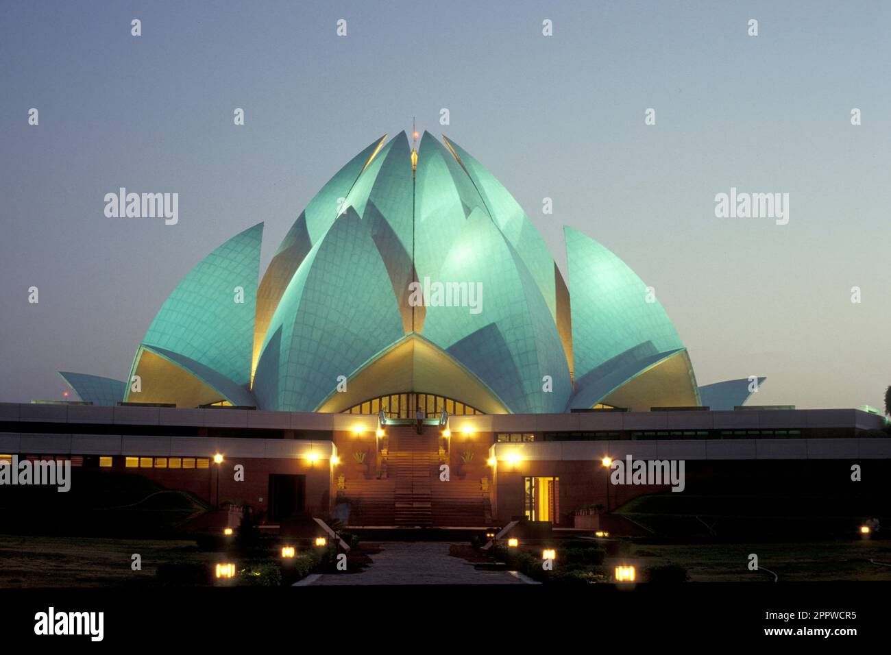 the architecture of the Lotus Temple in the city of New Delhi in India ...