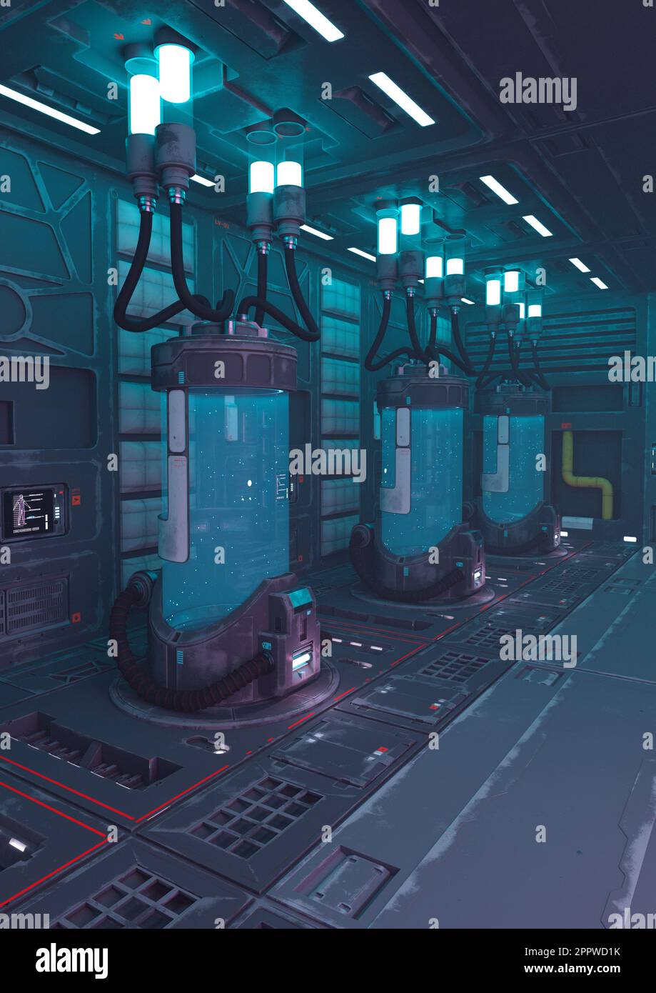 3D rendering of a science fiction clone room Stock Photo - Alamy
