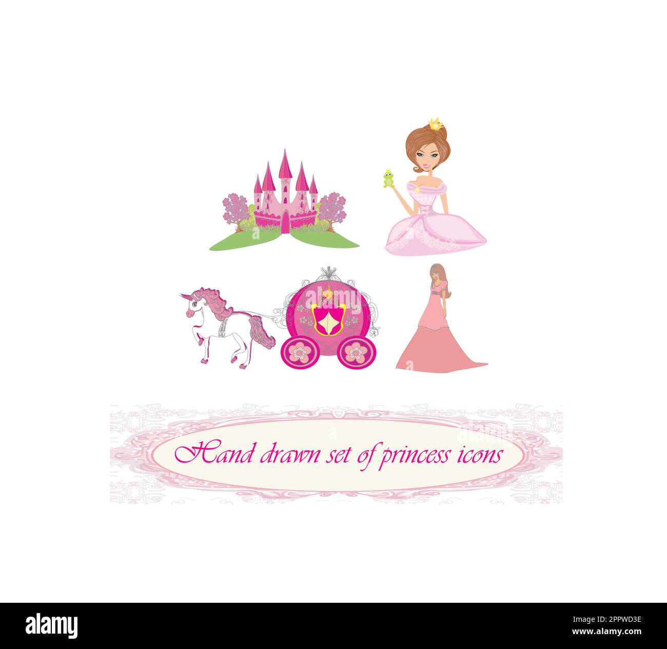 Hand drawn set of princess icons Stock Vector Image & Art - Alamy
