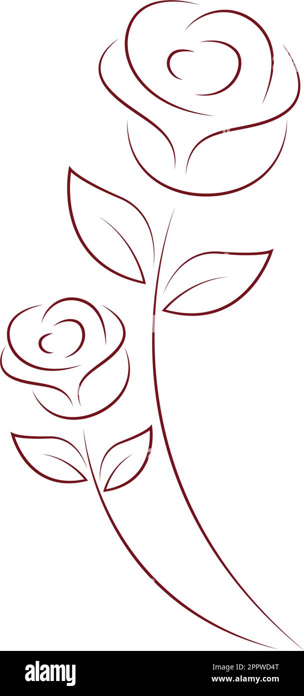 Red rose line art design illustration Stock Vector Image & Art - Alamy