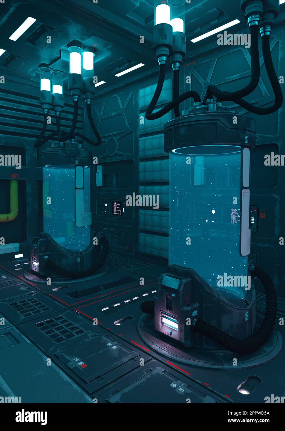 3D rendering of a science fiction clone room Stock Photo - Alamy