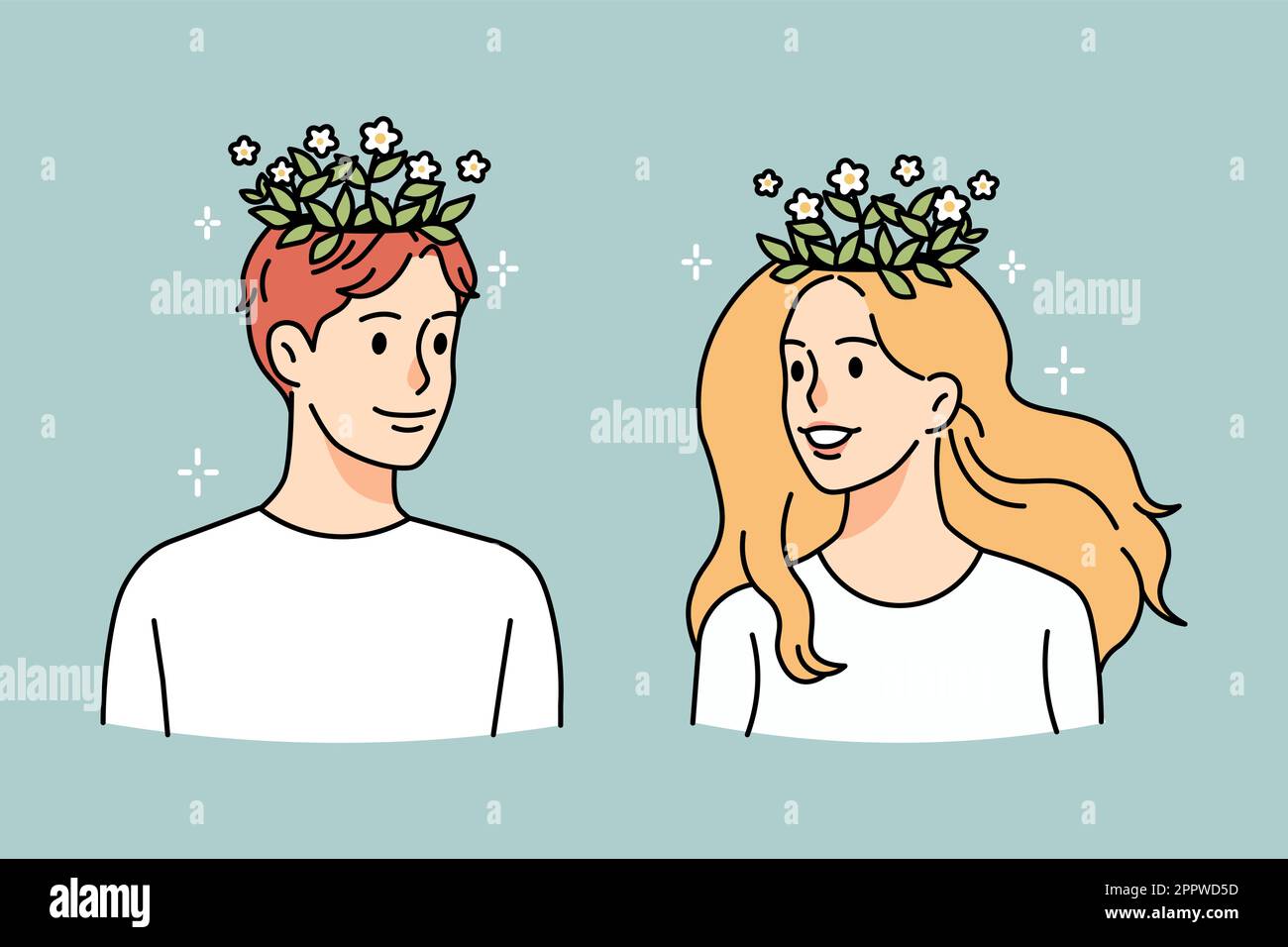 Plants growing from people heads Stock Vector Image & Art - Alamy
