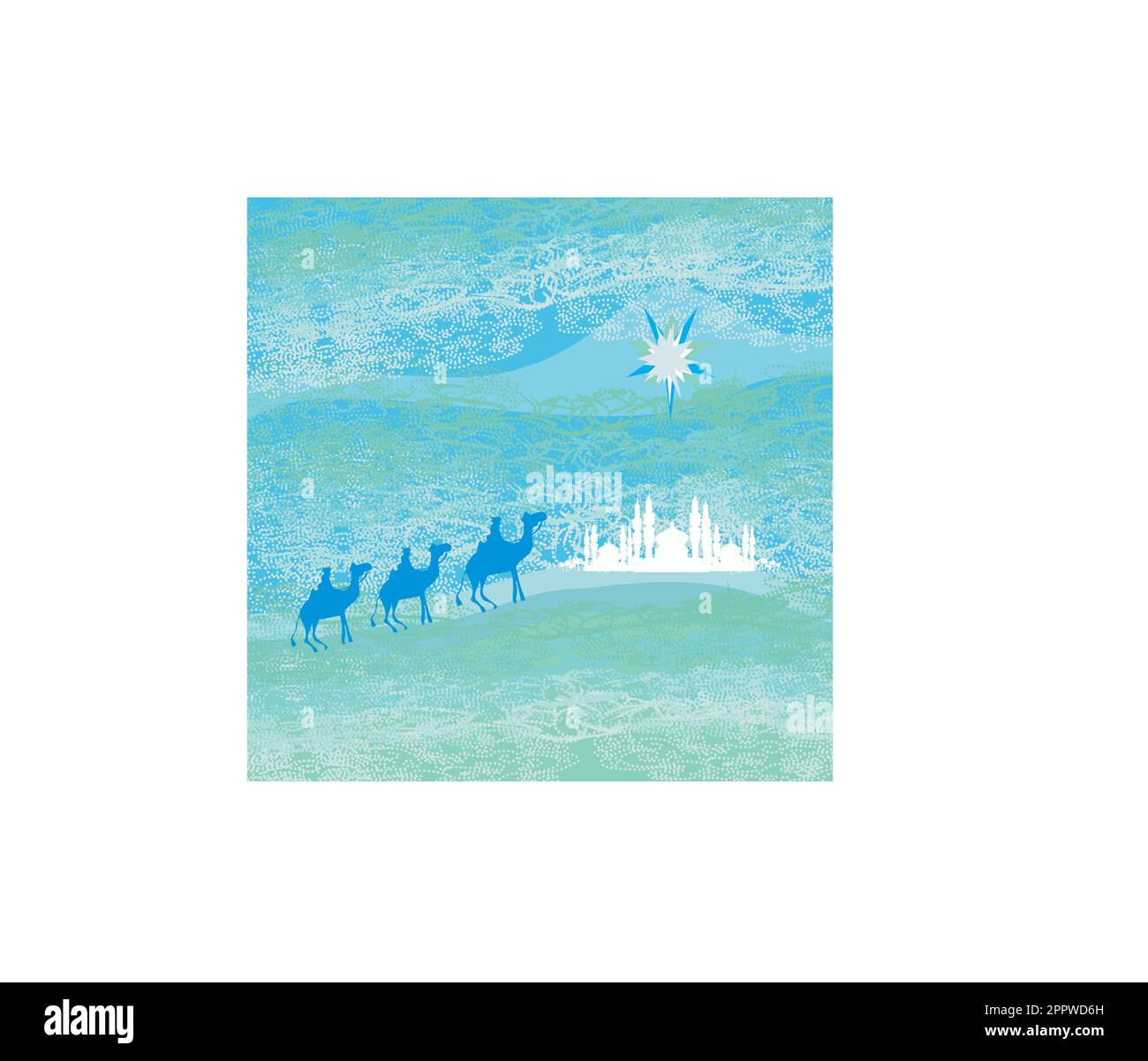 Classic three magic scene and shining star of Bethlehem, vector ...