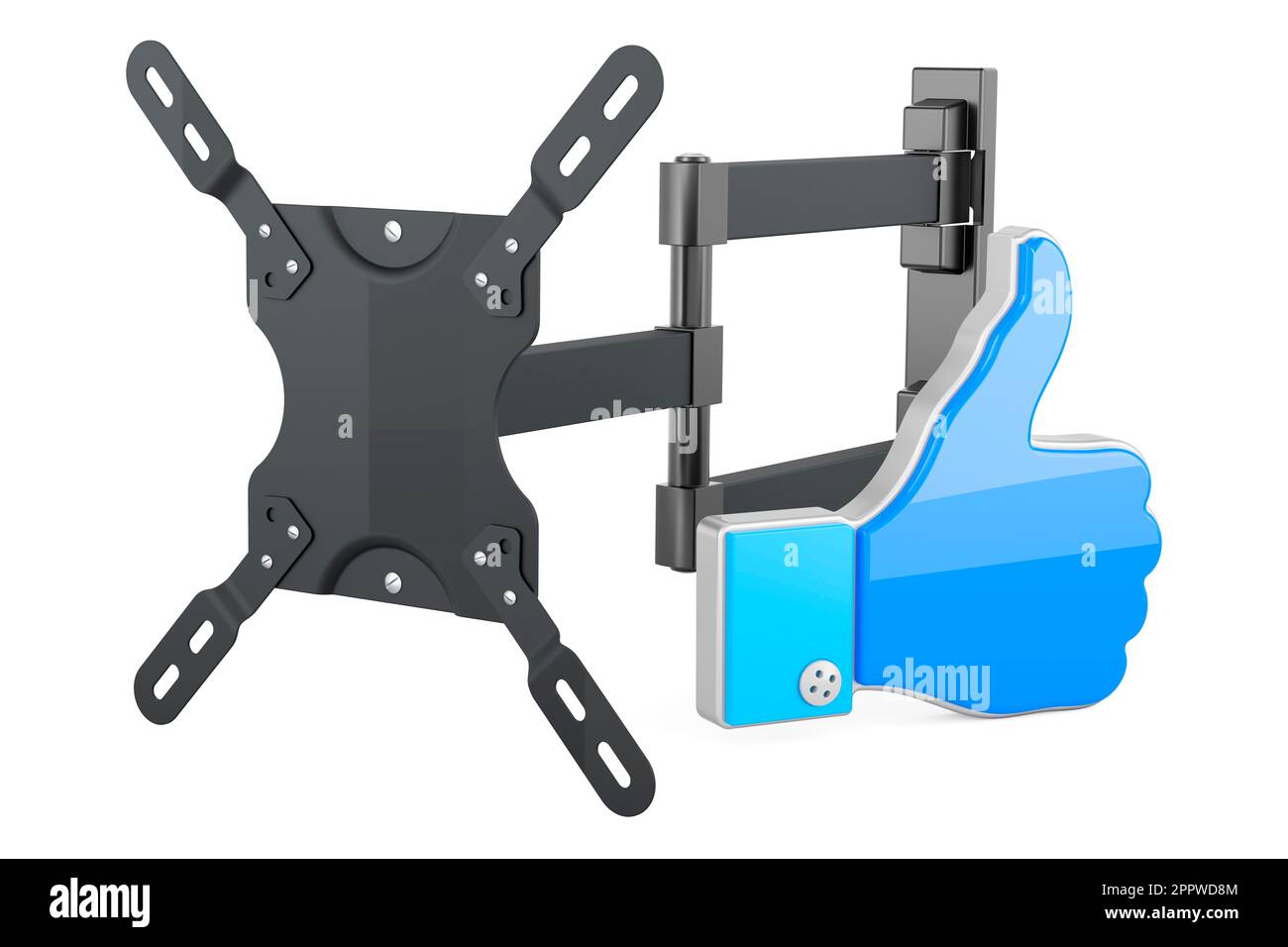 TV Monitor Wall Mount with like icon, 3D rendering isolated on white ...