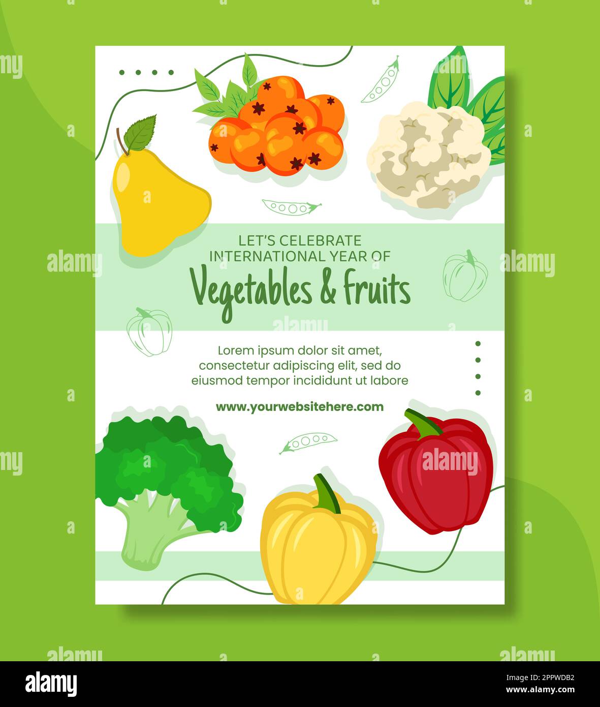 Vegetables and Fruits Poster Template Cartoon Background Vector ...