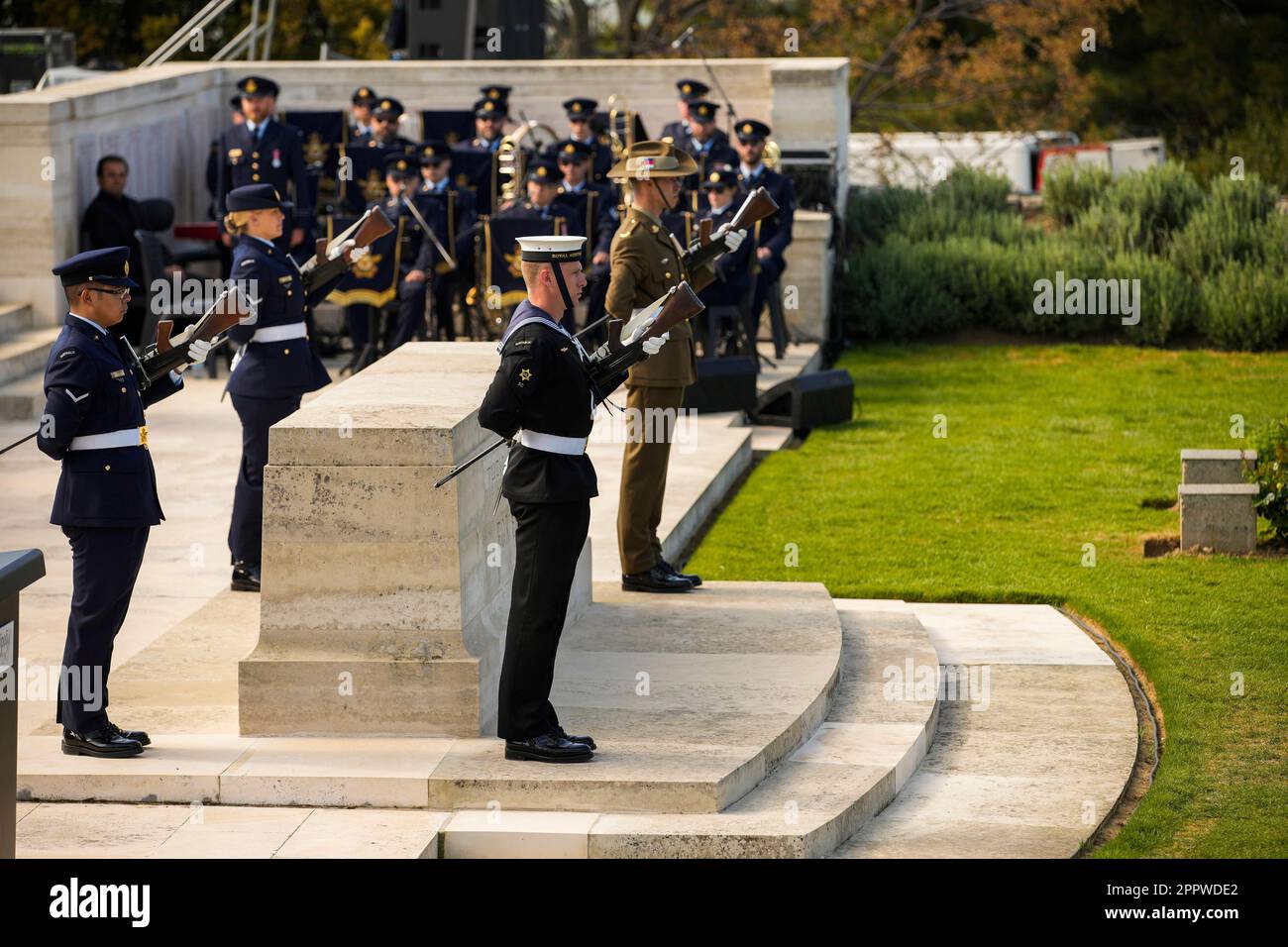 Australian soldiers stand during a ceremony to commemorate at the Lone ...