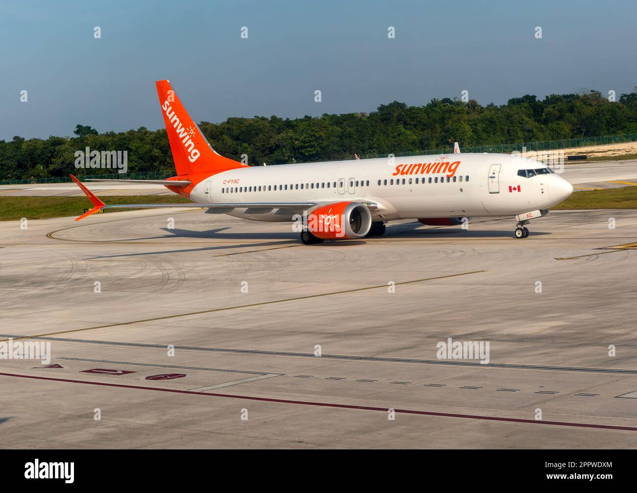 Sunwing airline Boeing 737 MAX 8 plane at Cancun airport, Quintana Roo ...