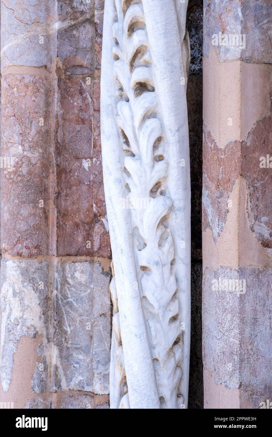 Marble details on facade of Messina Cathedral or Duomo di Messina ...