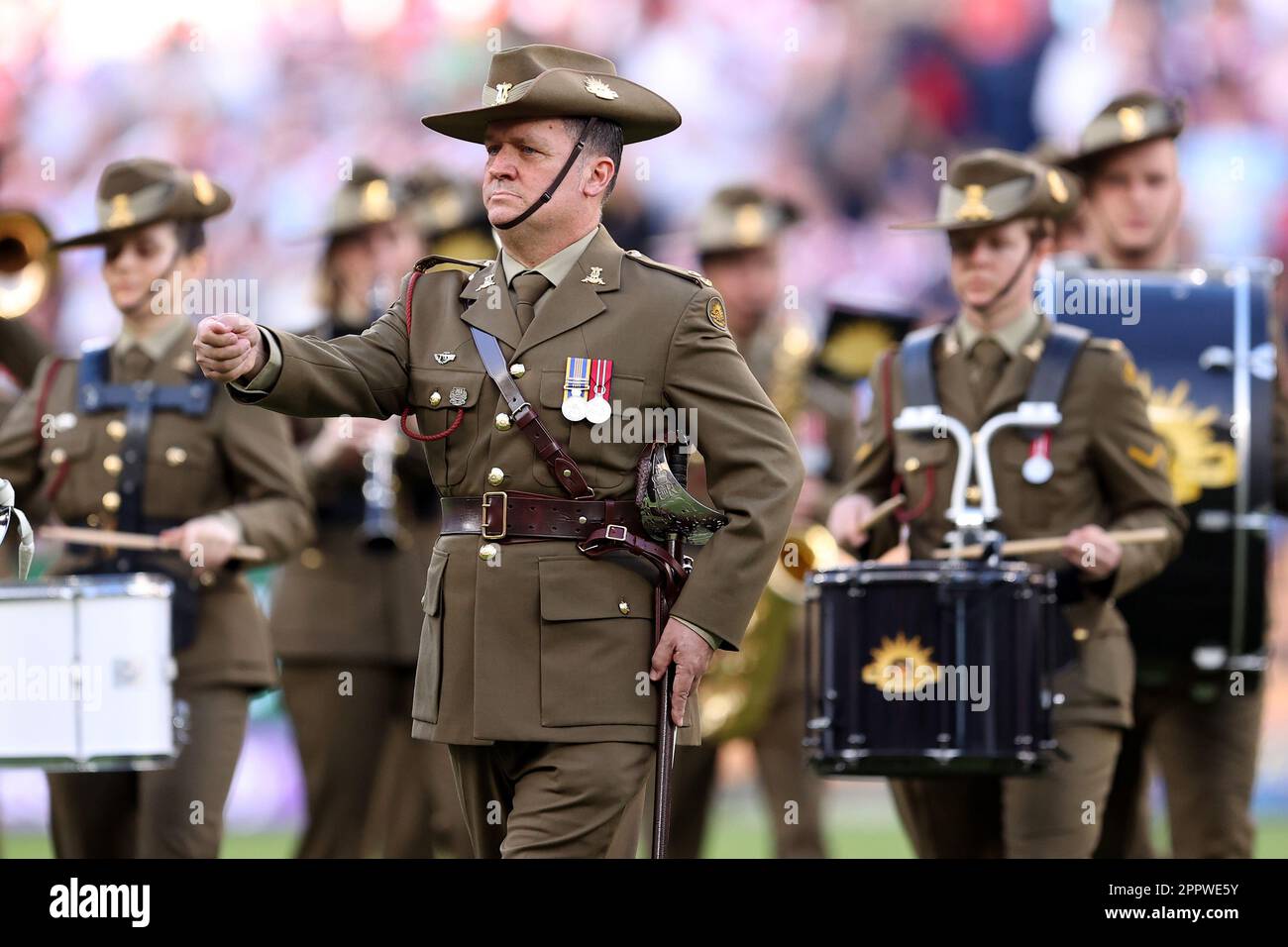ANZAC Day commemorations prior to the NRL Round 8 match between the ...