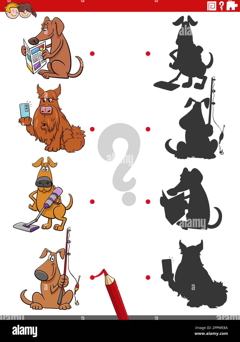 educational shadow game with comic dogs Stock Vector Image & Art - Alamy