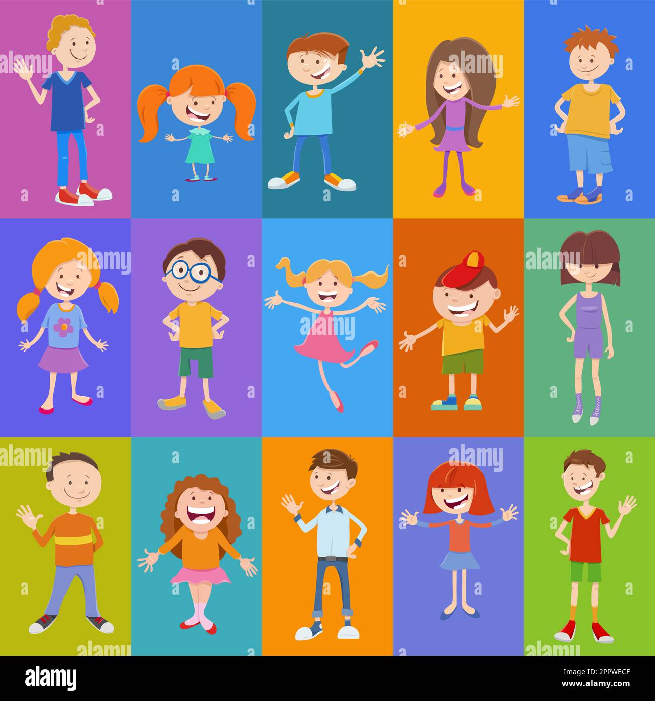 pattern or background design with cartoon children Stock Vector Image ...