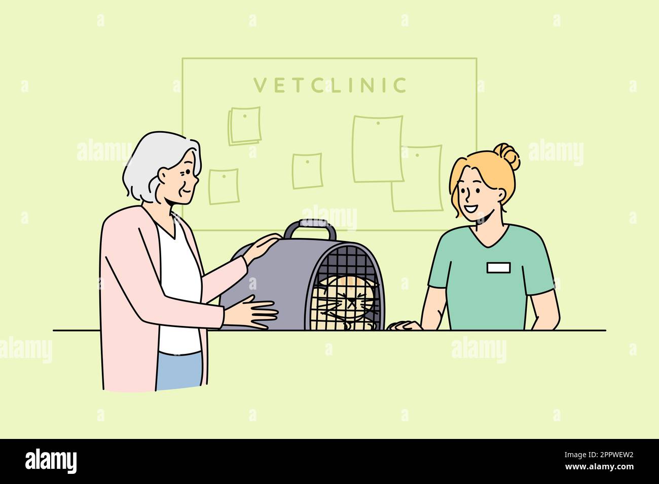 Old woman bring pet to vet clinic Stock Vector Image & Art - Alamy