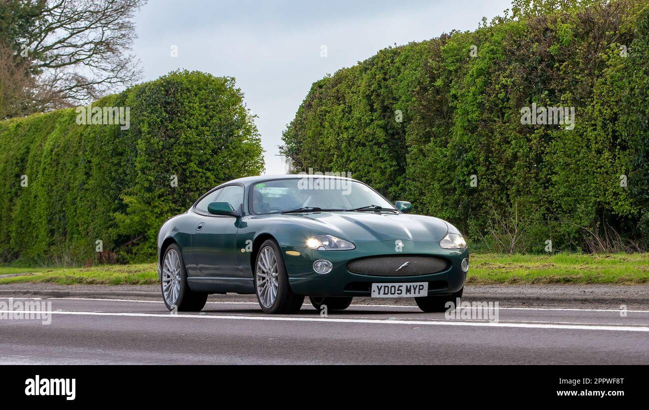 Bicester,Oxon,UK - April 23rd 2023. 2005 green JAGUAR XK8 car ...