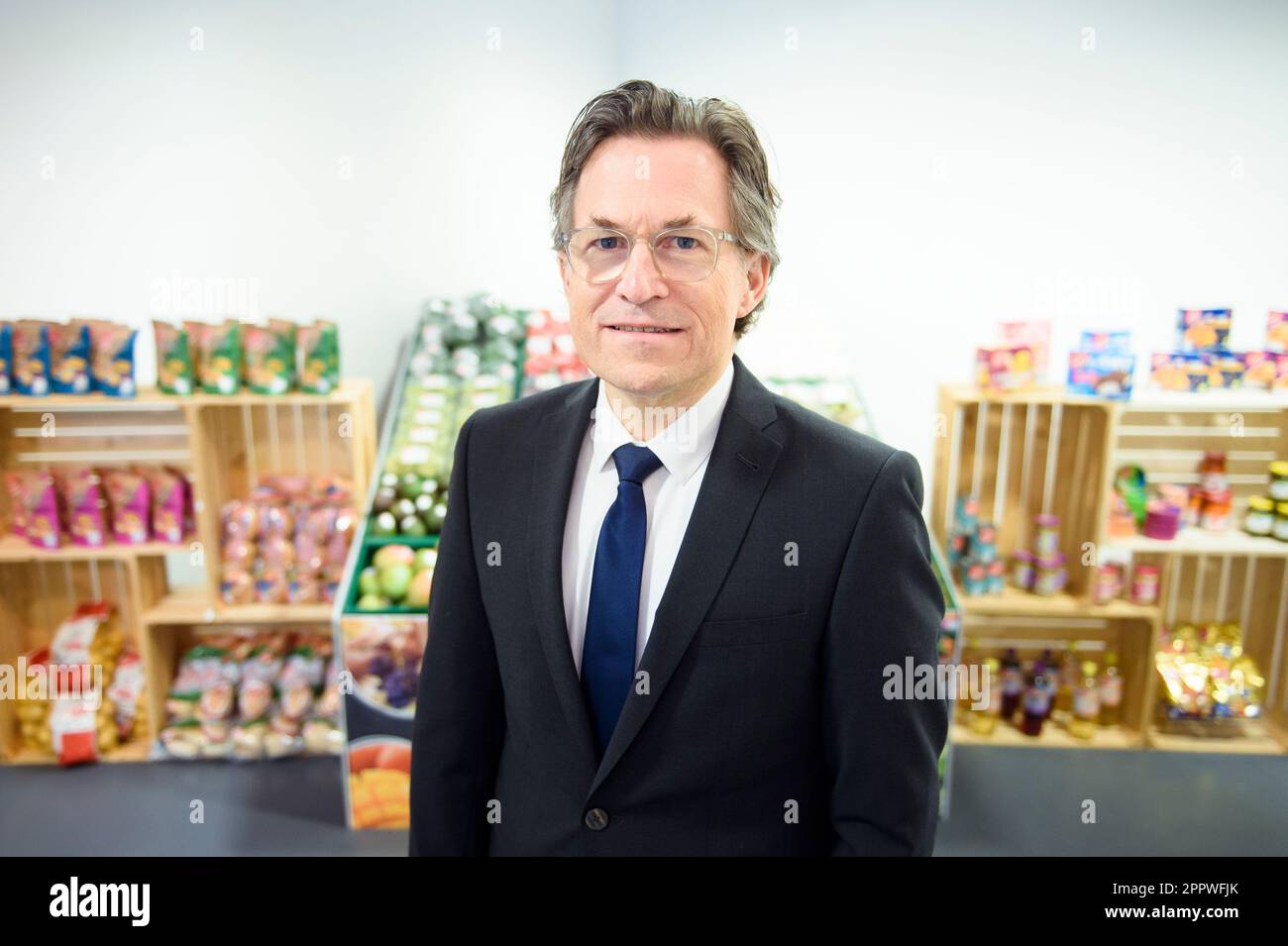 Hamburg, Germany. 25th Apr, 2023. Markus Mosa, CEO of Edeka, stands in ...