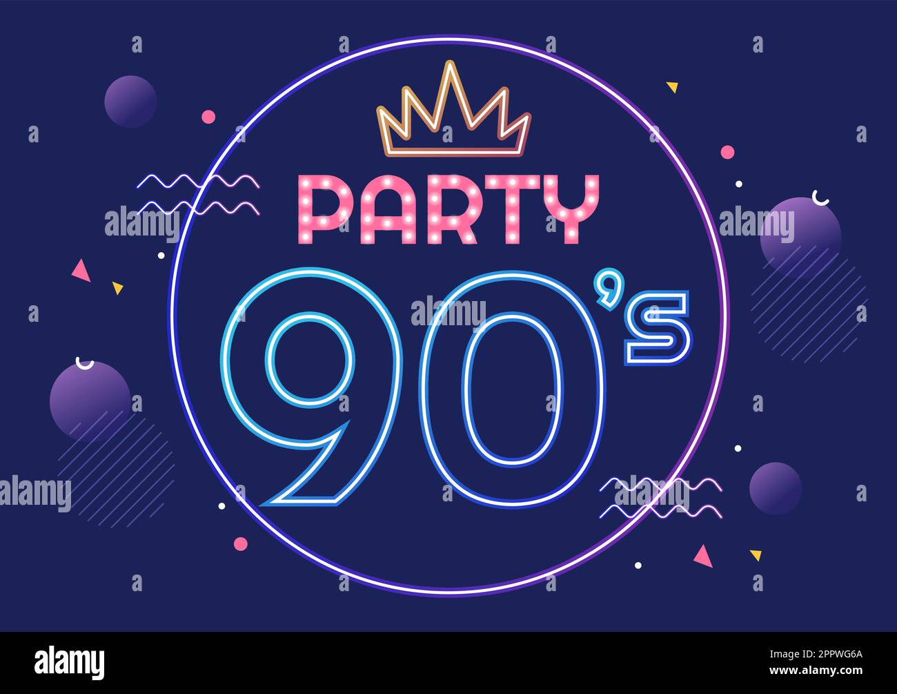 90s Retro Party Cartoon Background Illustration with Nineties Music ...