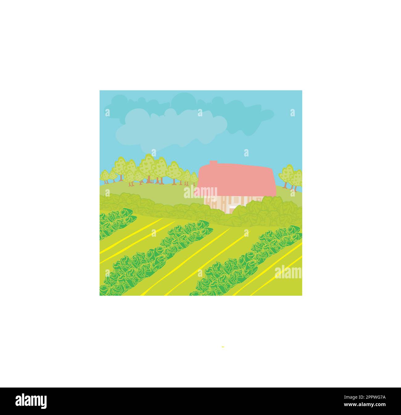 Vector Landscape - Farm and fields Stock Vector Image & Art - Alamy