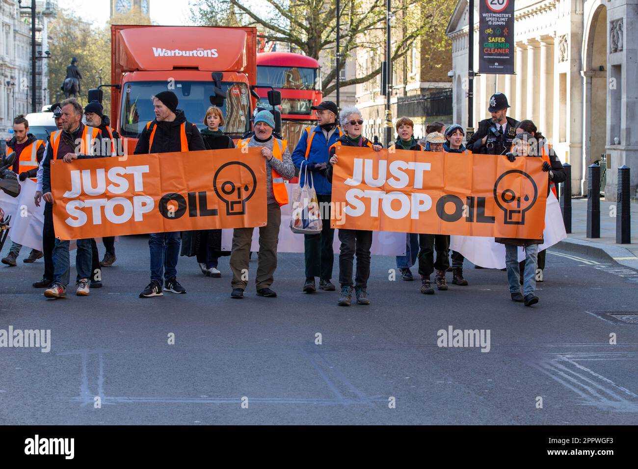 London,uk,25th April. 2023 Just Stop Oil protesters march down ...