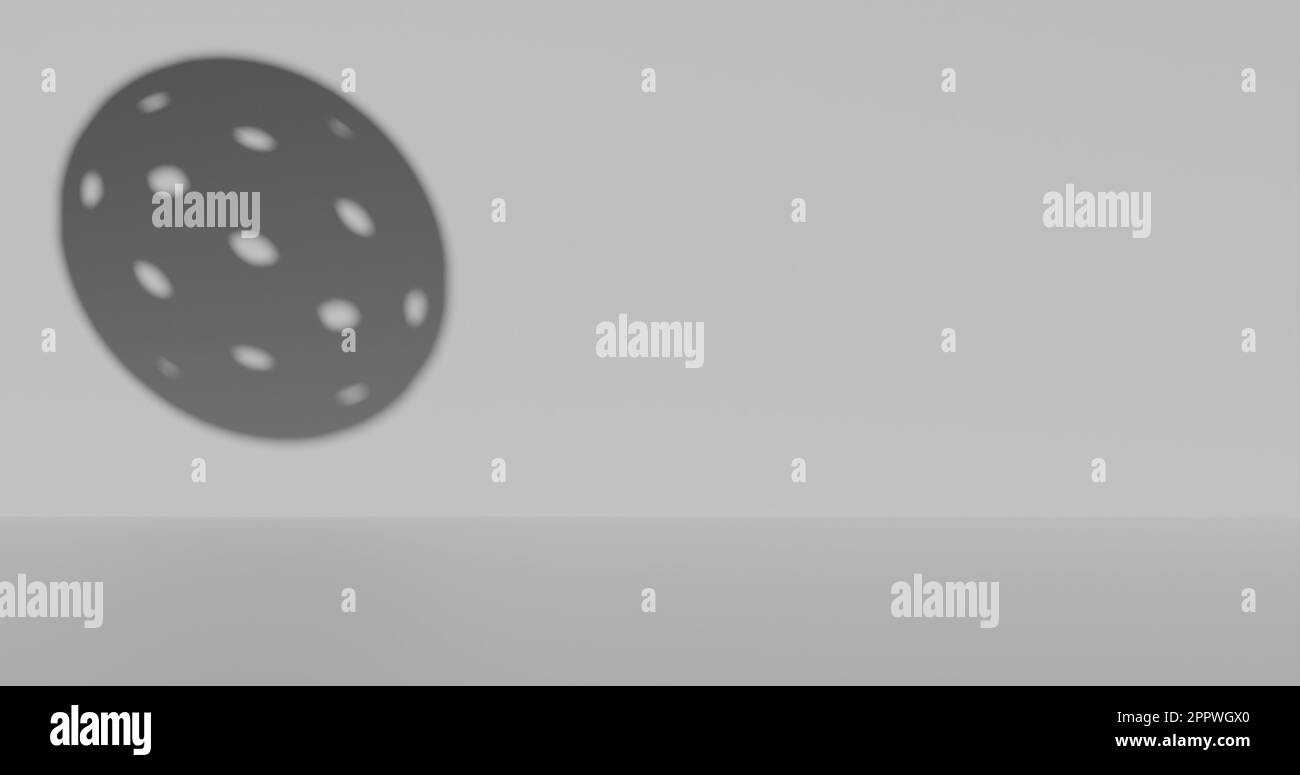 Pickleball silhouette shadow of a sports ball on a light gray wall. 3d ...