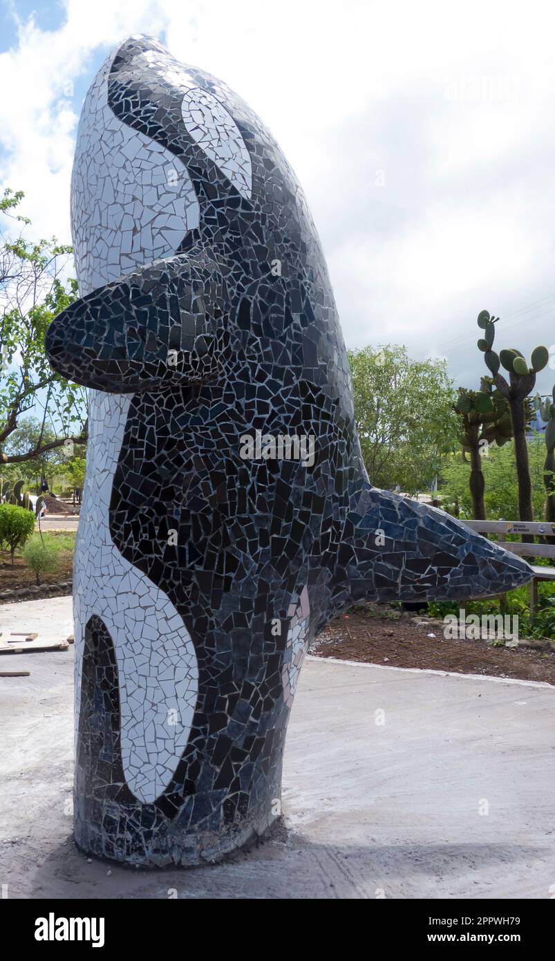 Mosaic sculpture of Killer Whale, or Orca, (Orcinus orca), San ...