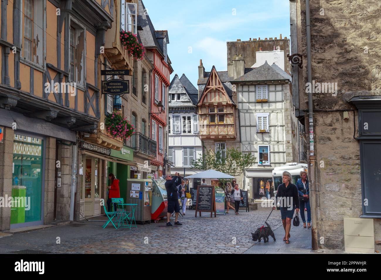 QUIMPER, FRANCE - SEPTEMBER 6, 2019: This is a crossroads of medieval ...